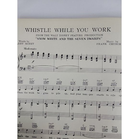 Media | 1937 Whistle While You Work Sheet Music Snow White And The 7 ...